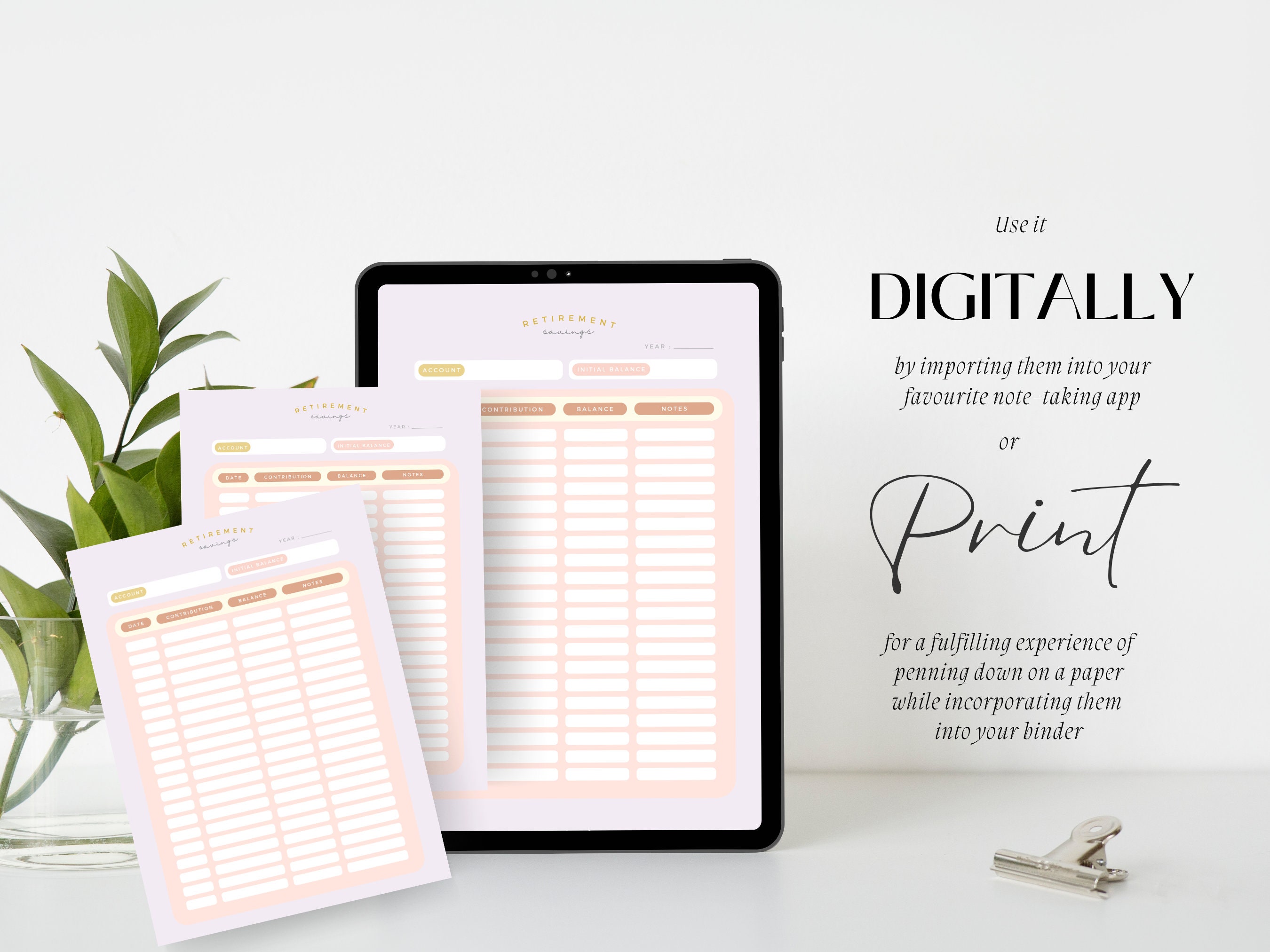 Retirement Saving Tracker, Printable Budget Planner, Finance Planner ...
