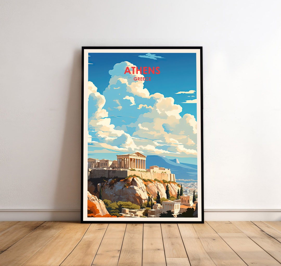 Athens Travel Poster Greece Poster Athens Print Athens Wall - Etsy