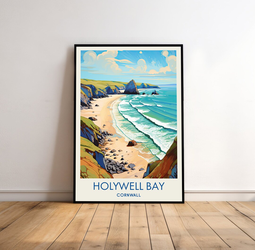 Holywell Bay Poster Cornwall Poster Holywell Bay Print - Etsy