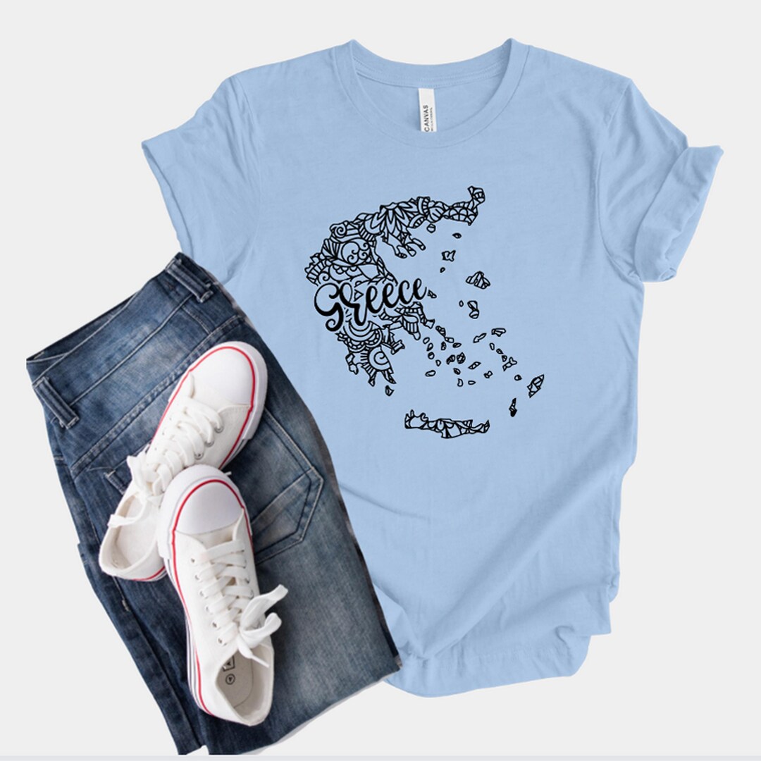 Greece Map Shirt, Boho Hippie Mandala Tshirt, Hellas Tee, Hellenic ...