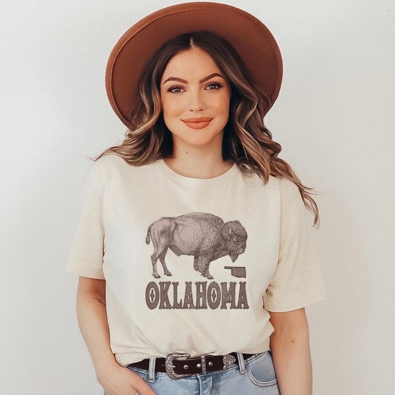 Oklahoma Bison Map Tee, Distressed Sooner State Shirt - Etsy