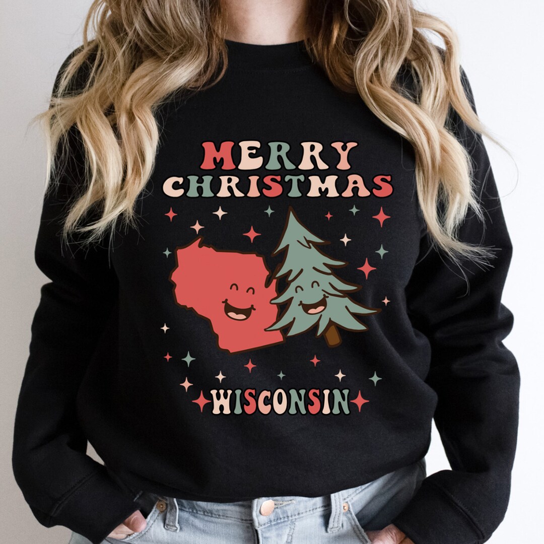 MERRY CHRISTMAS WISCONSIN Vintage Sweatshirt, Wisconsin Pride Sweater ...