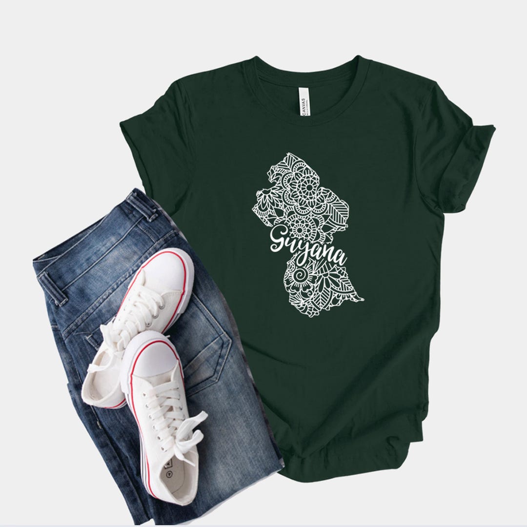 Guyana Map T-shirt, Boho Mandala Design, Guyanese Gift - Etsy