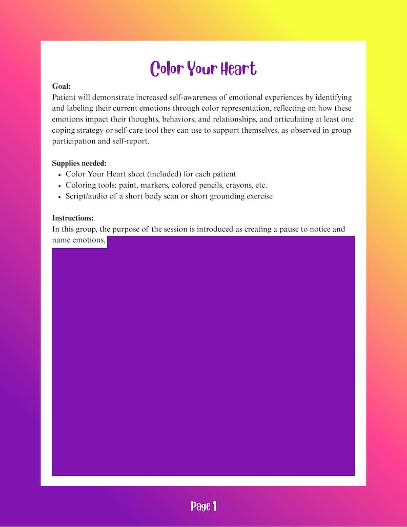 Five Group Therapy Activity Plans With Discussion Questions ...