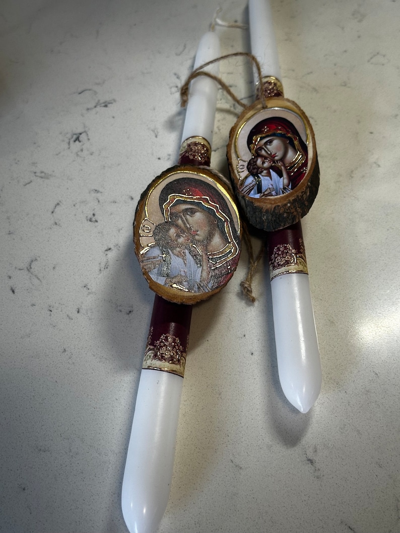 Greek Easter Candle Lampada With Icon of Virgin Mary and Jesus ...