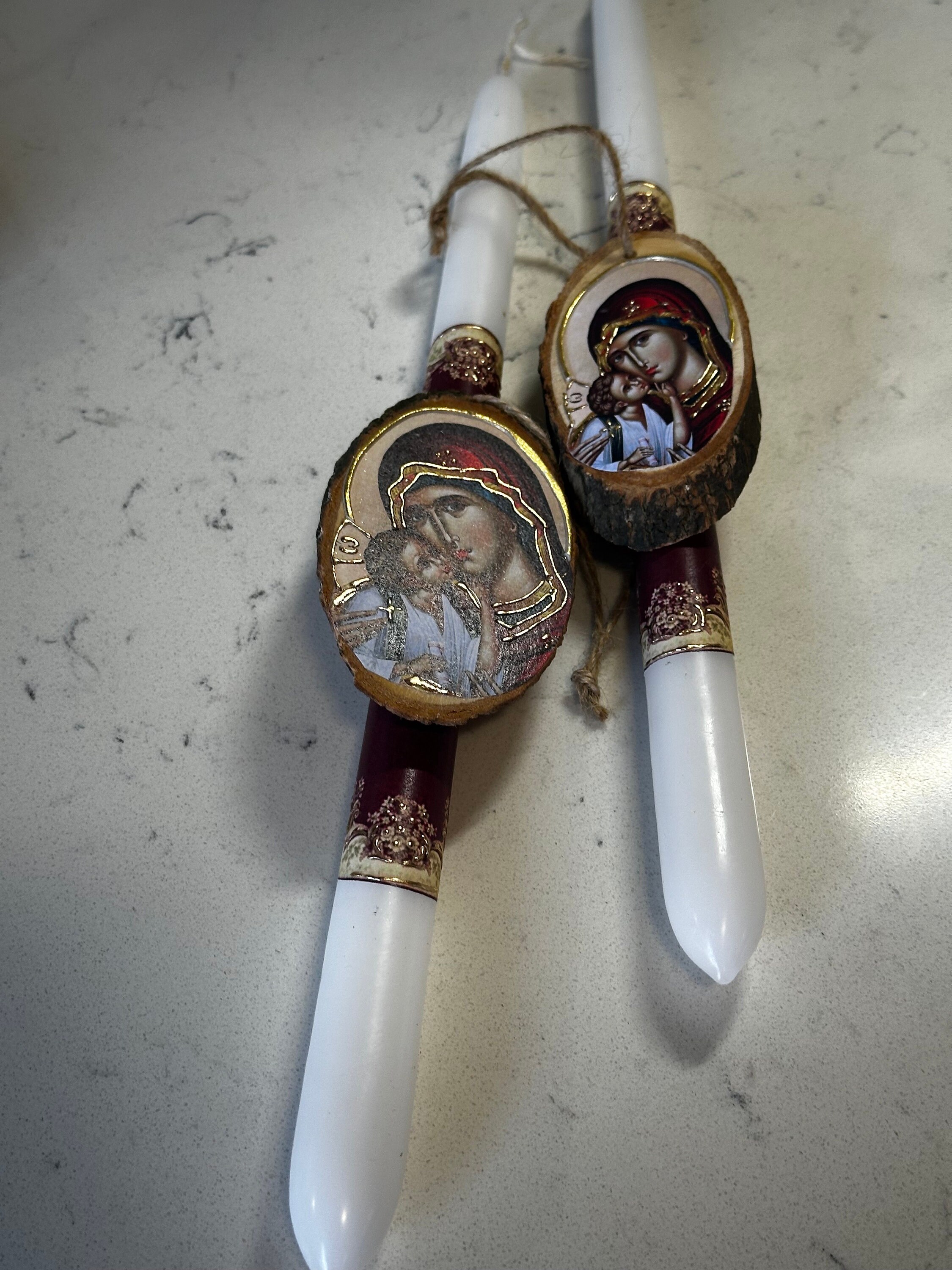 Greek Easter Candle Lampada With Icon of Virgin Mary and Jesus ...