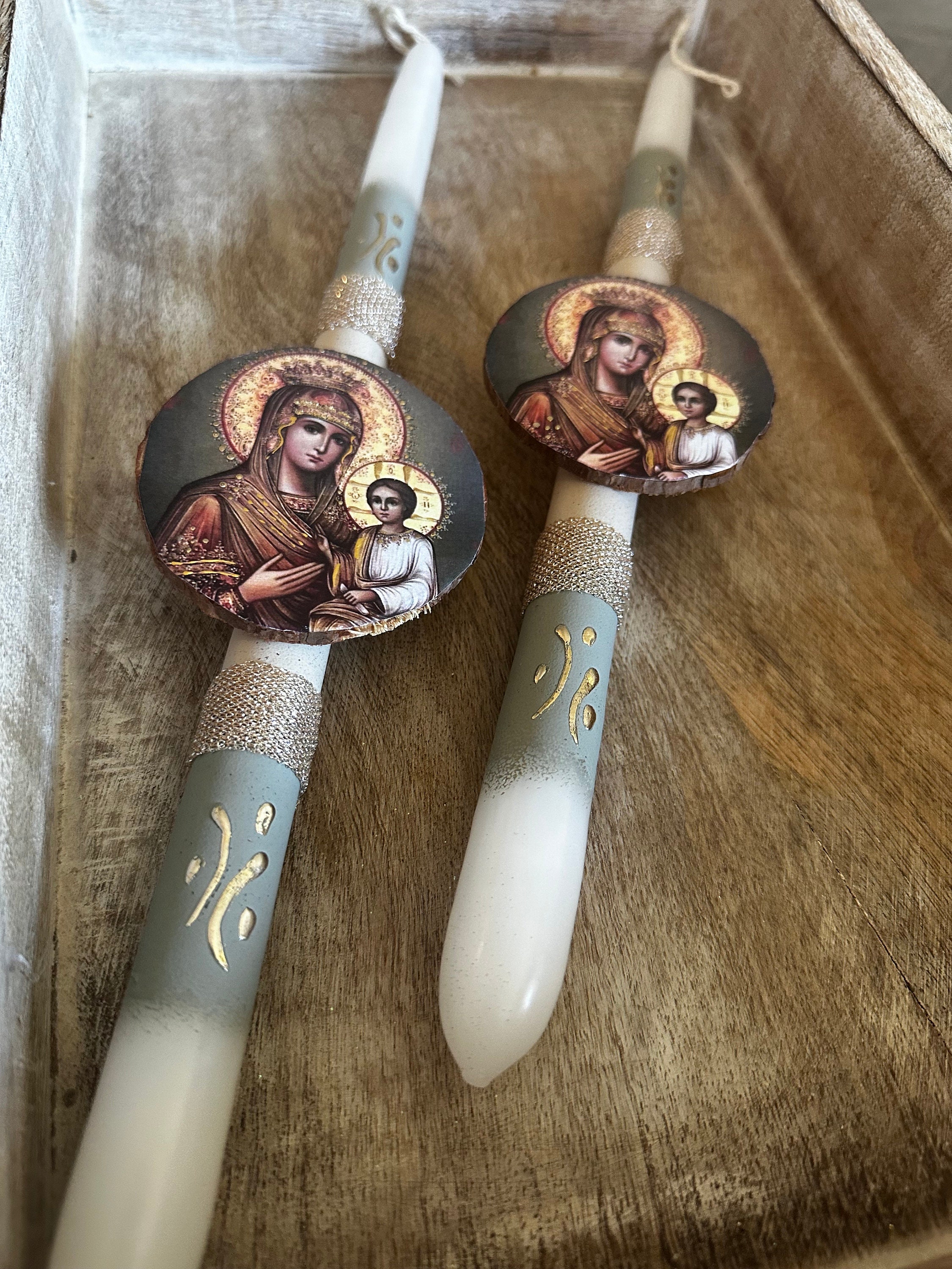 Greek Easter Candle Lampada With Icon Anastasis πασχαλινή λαμπάδα ...