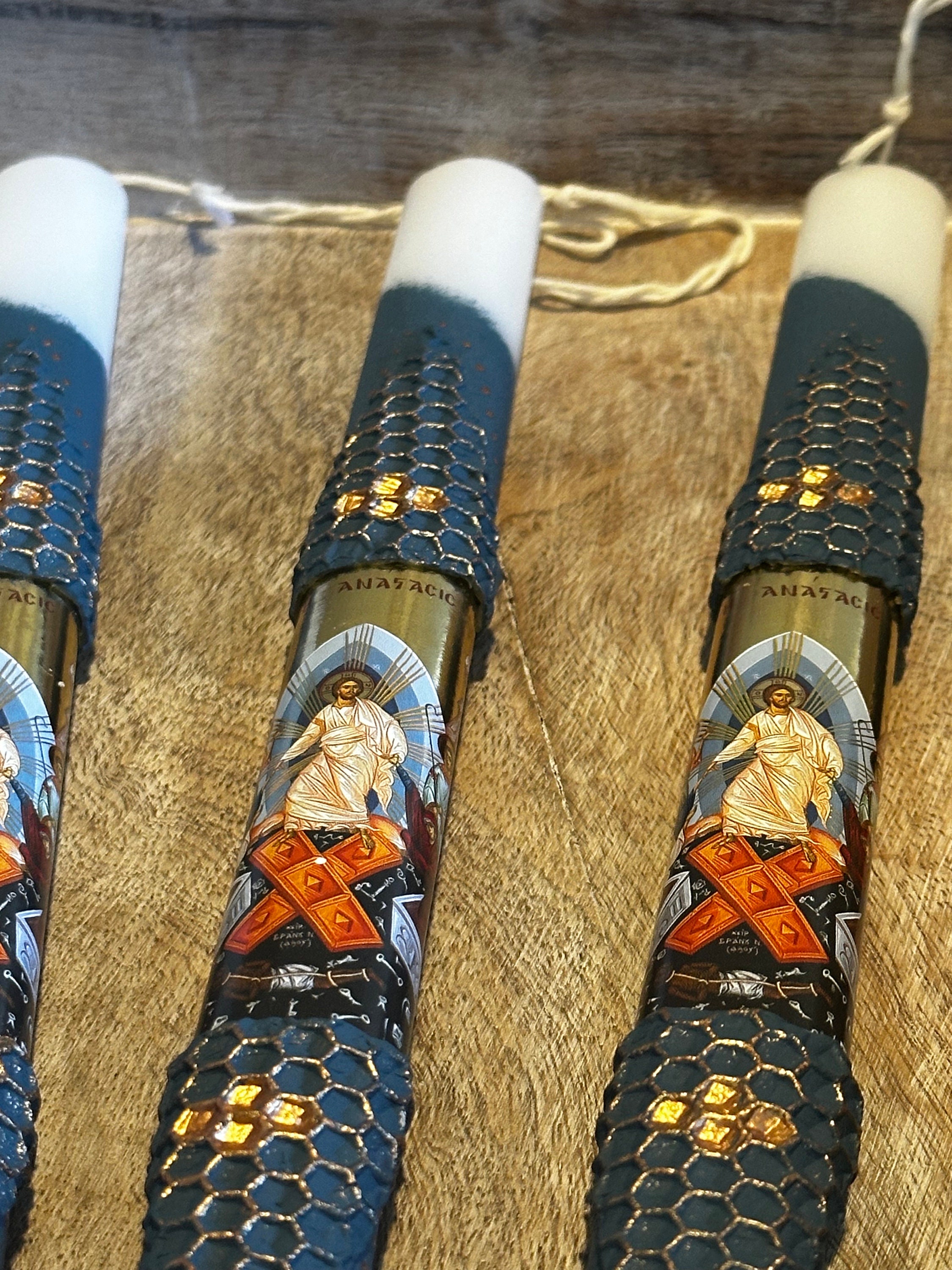 Greek Easter Candle Lampada With Icon Anastasis πασχαλινή λαμπάδα με ...