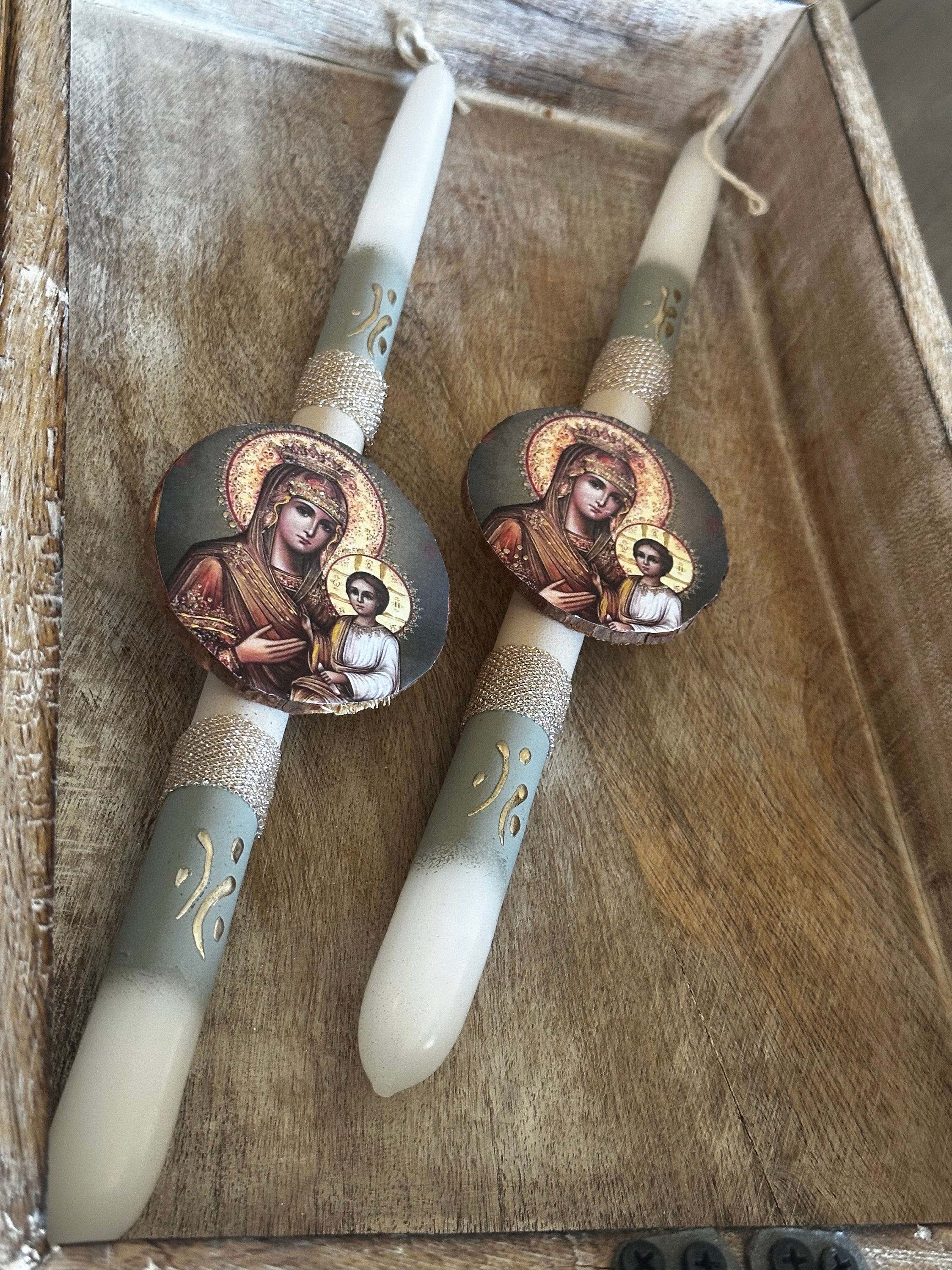 Greek Easter Candle Lampada With Icon Anastasis πασχαλινή λαμπάδα ...