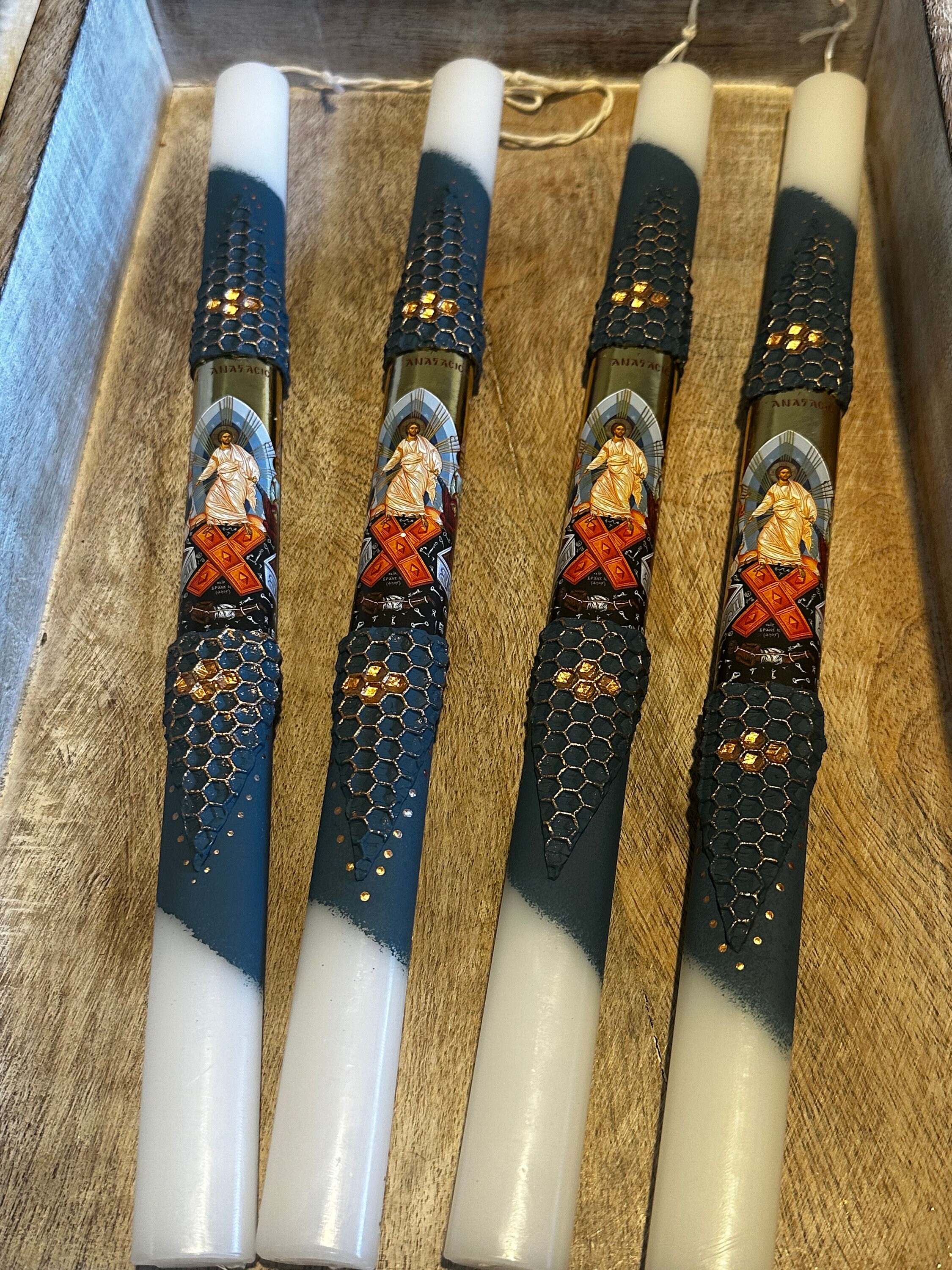 Greek Easter Candle Lampada With Icon Anastasis πασχαλινή λαμπάδα με ...