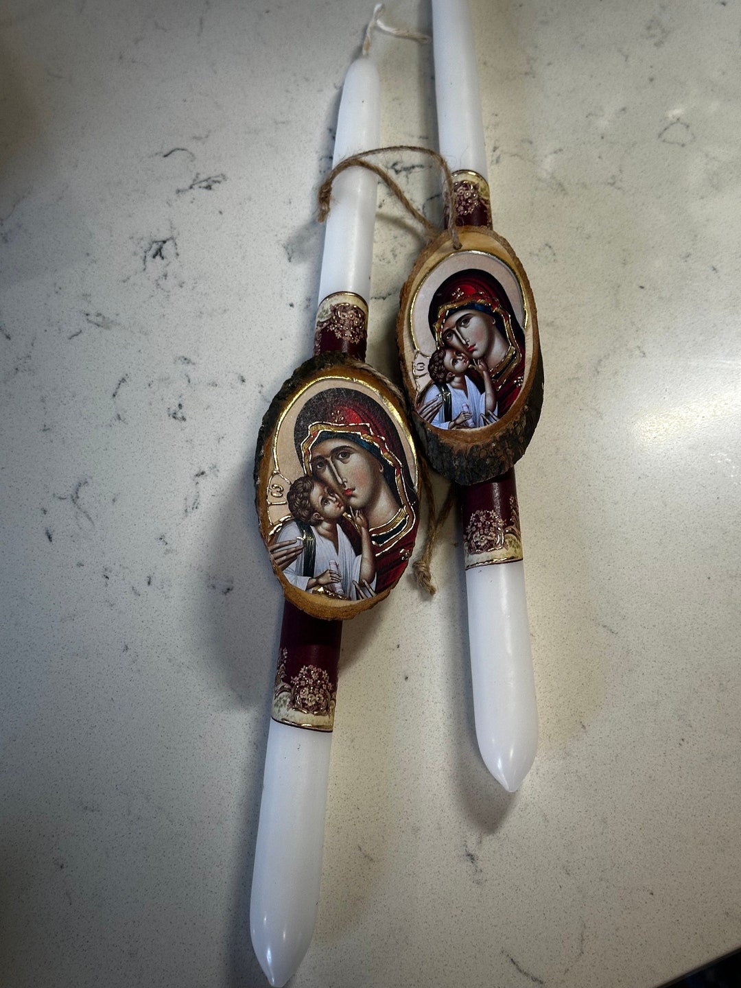 Greek Easter Candle Lampada With Icon of Virgin Mary and Jesus ...