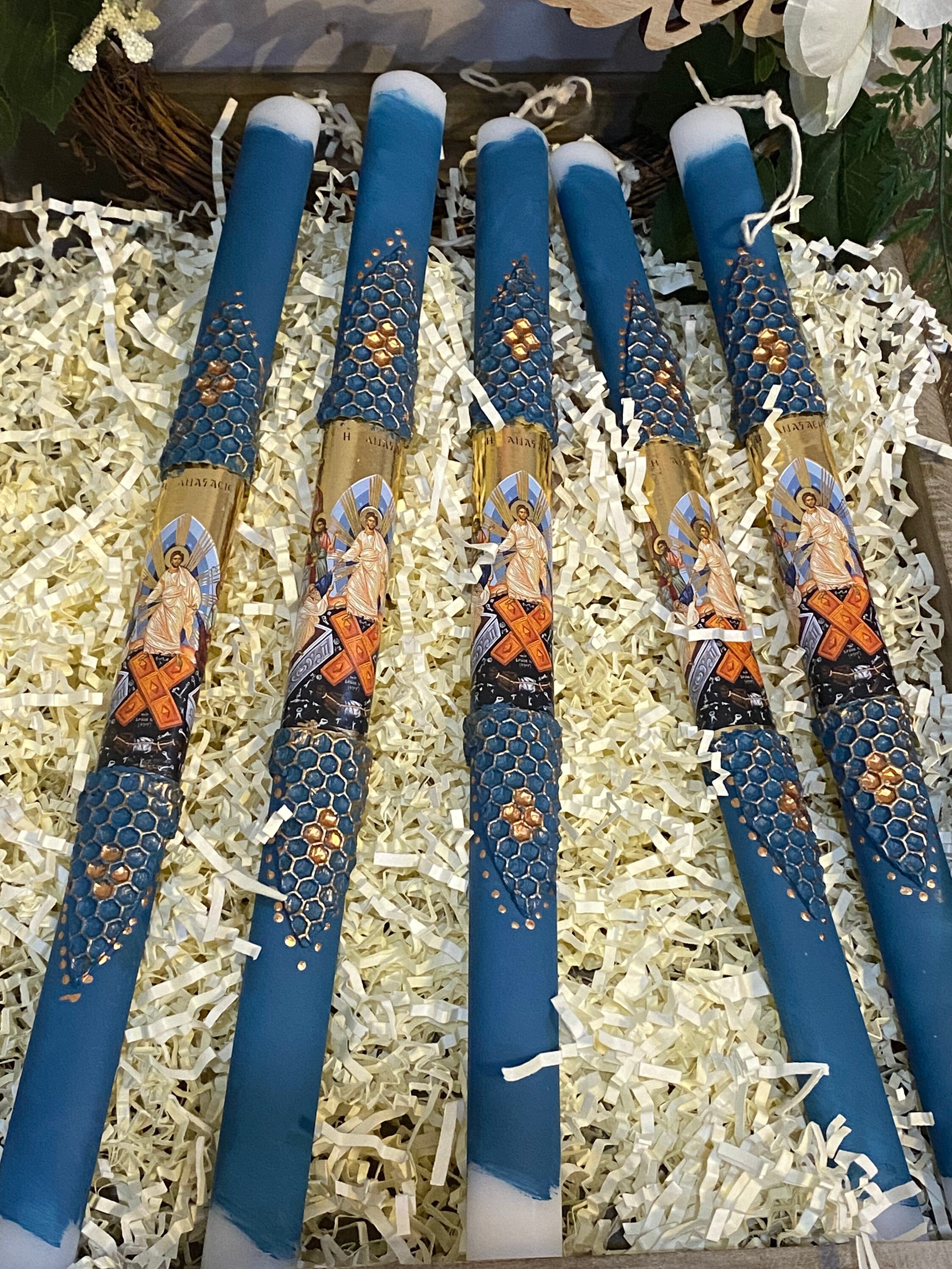 Greek Easter Candle Lampada With Icon Anastasis πασχαλινή λαμπάδα με ...