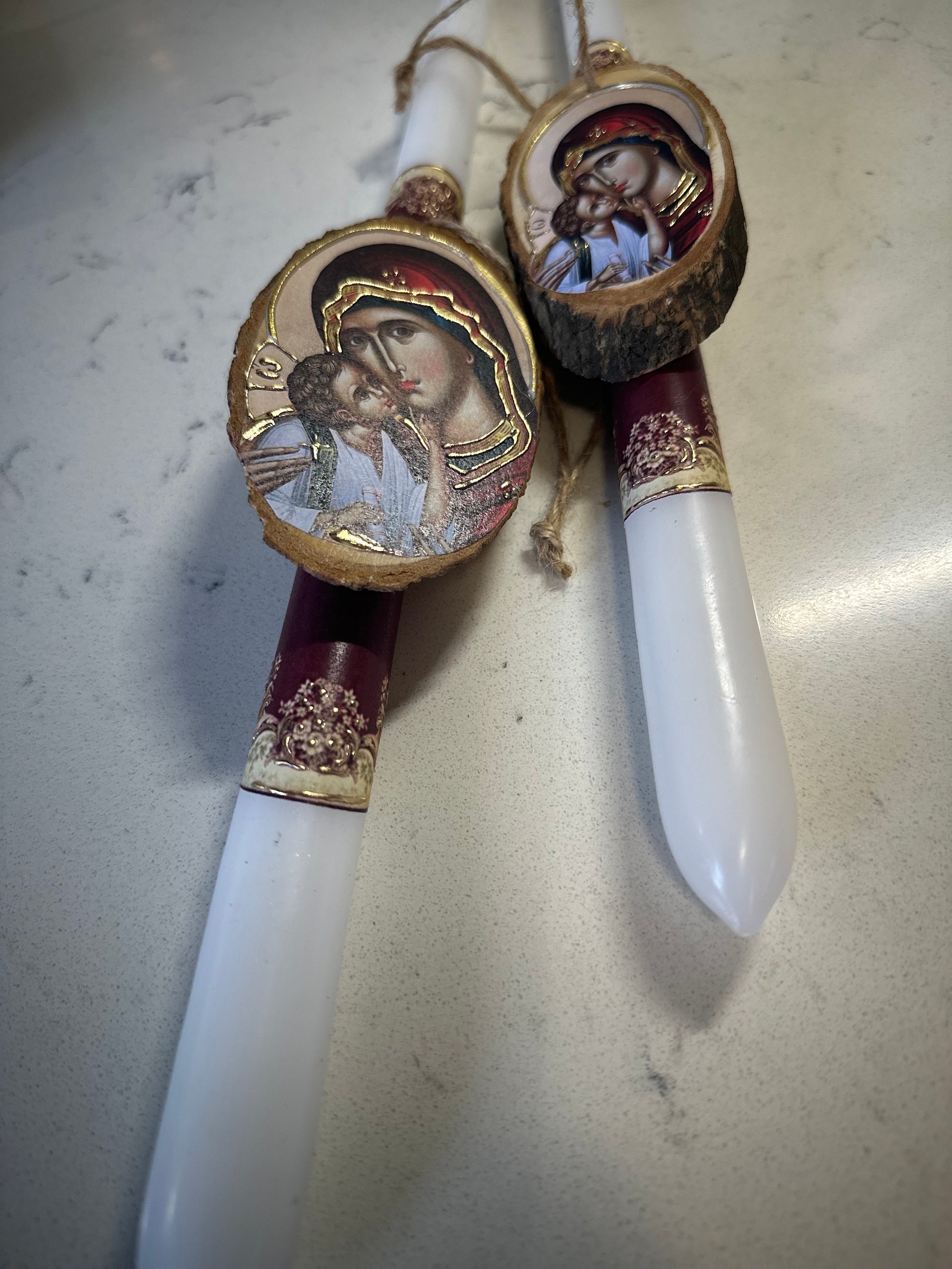 Greek Easter Candle Lampada With Icon of Virgin Mary and Jesus ...