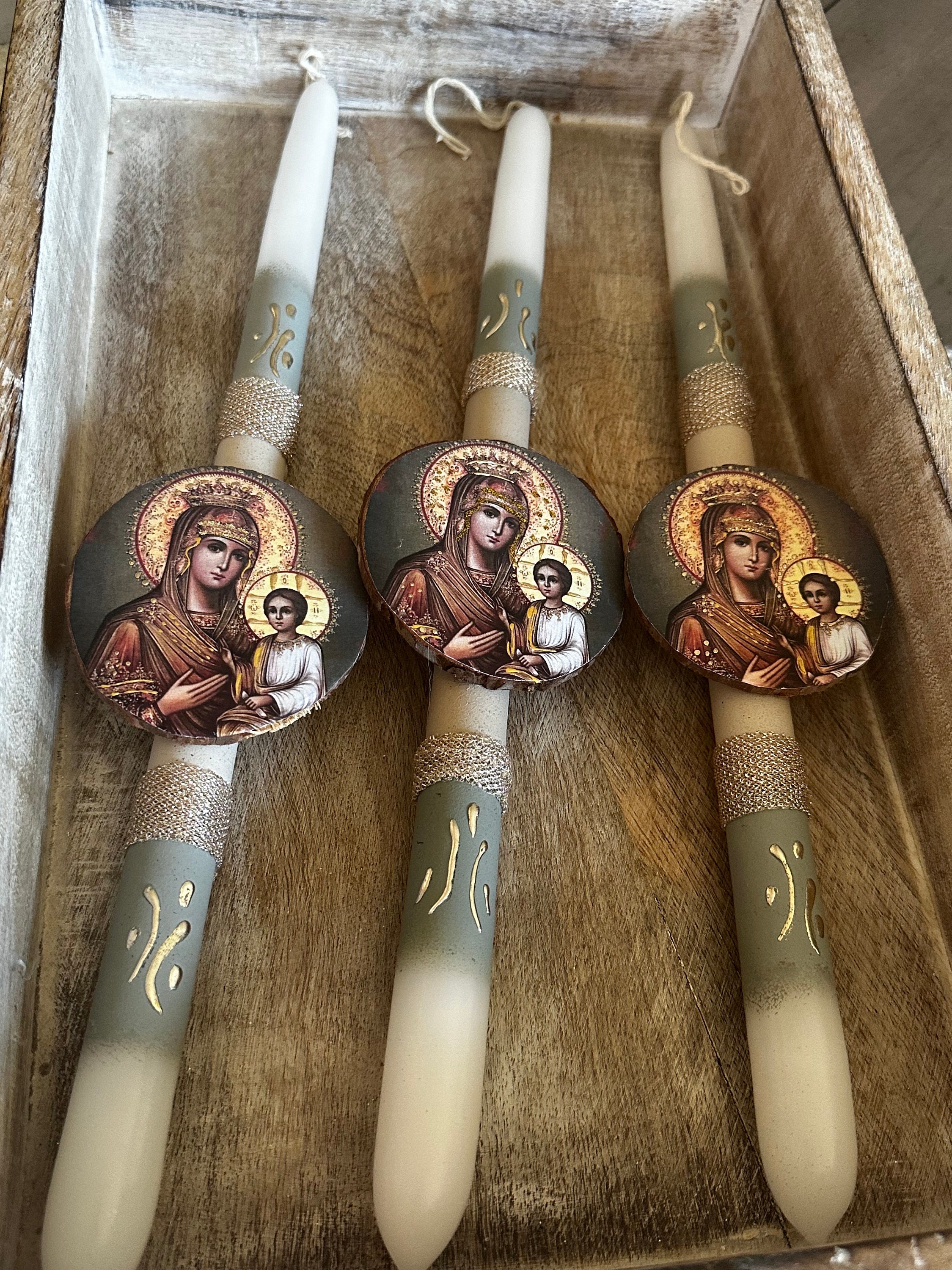 Greek Easter Candle Lampada With Icon Anastasis πασχαλινή λαμπάδα ...