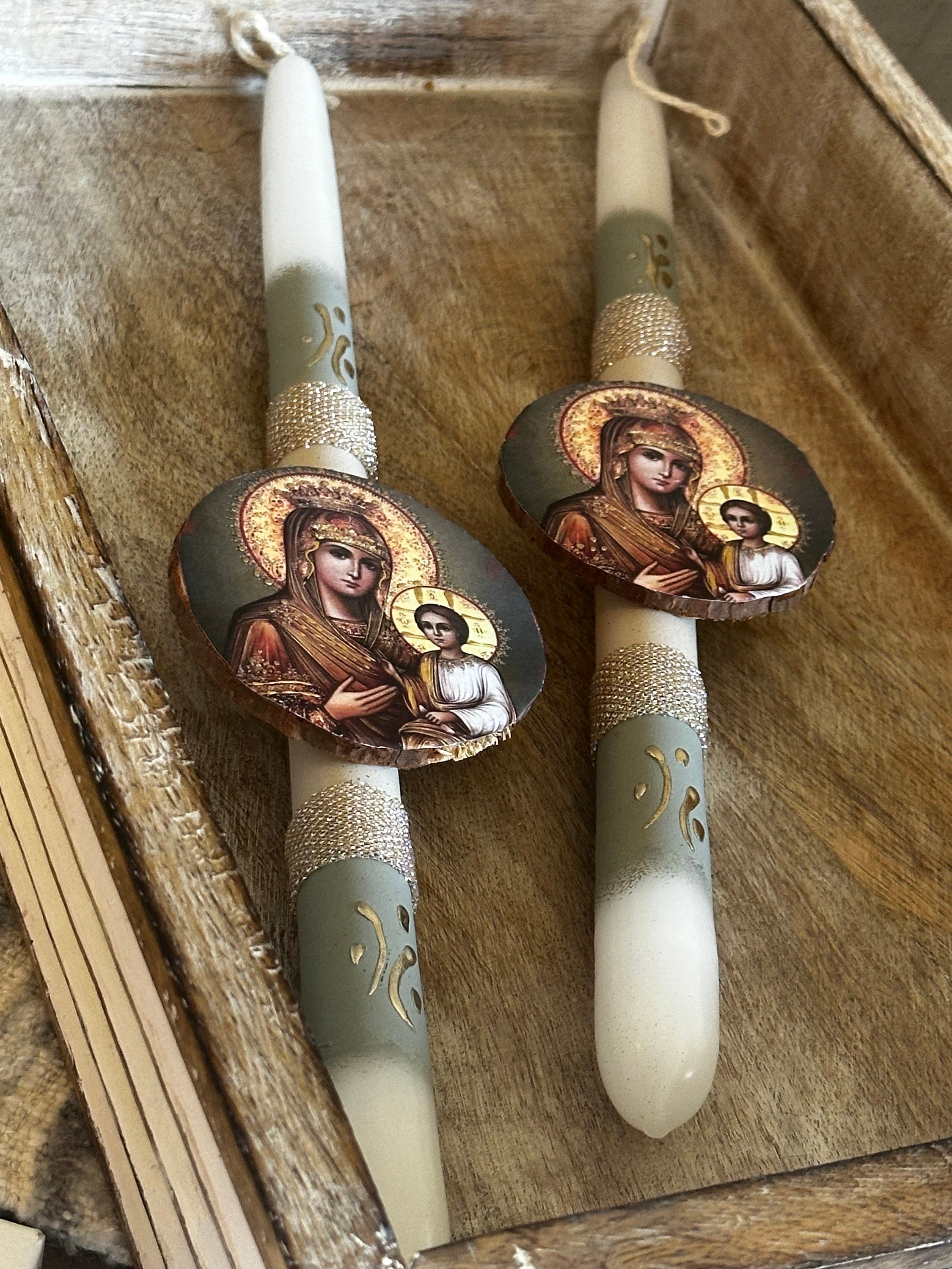 Greek Easter Candle Lampada With Icon Anastasis πασχαλινή λαμπάδα ...