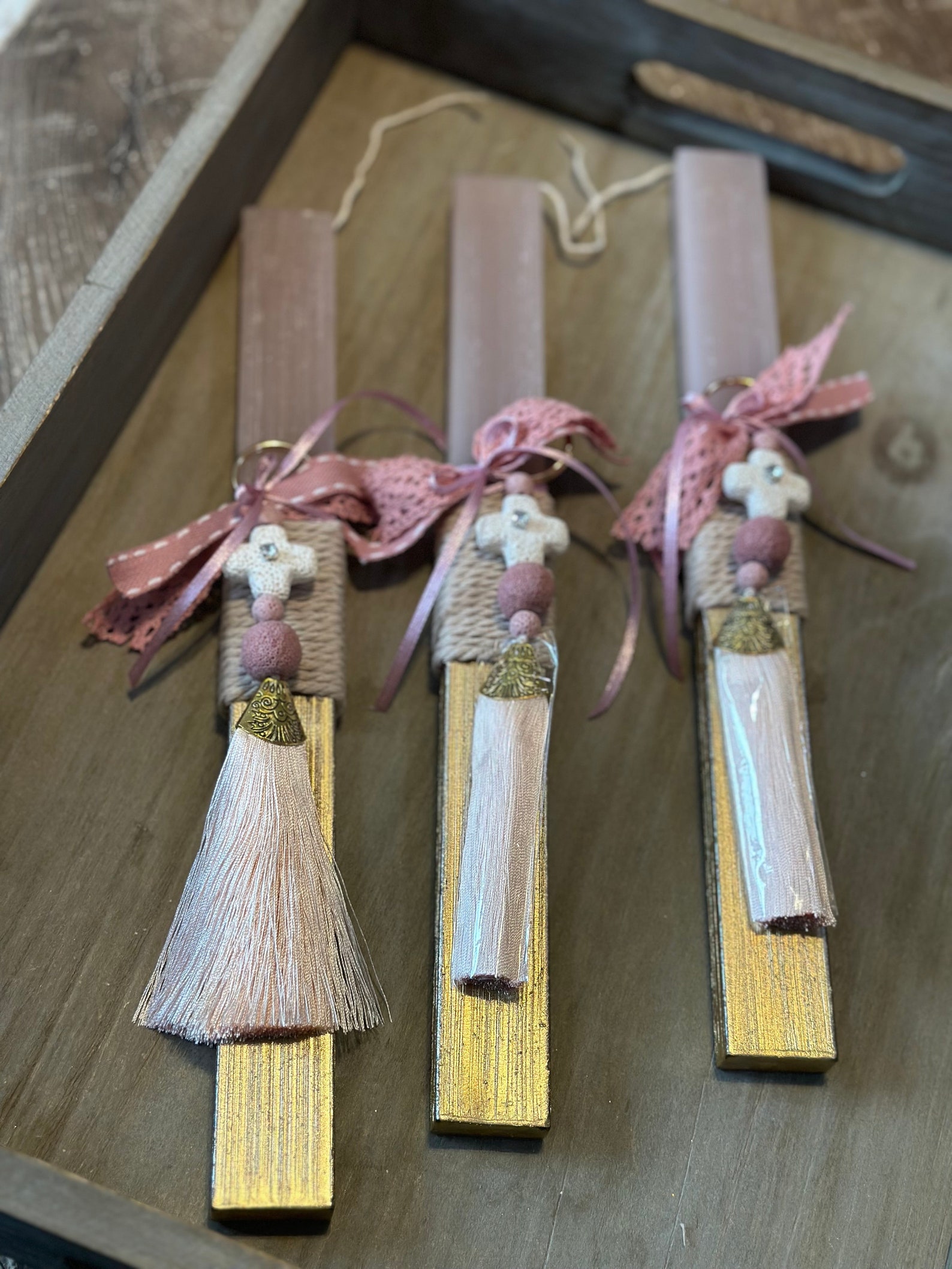 Greek Easter Candle lampada for Girls, Lampada Nude-gold With Cross ...