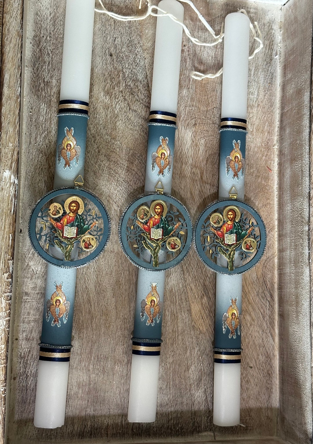 Greek Easter Candle With Icon of Jesous Πασχαλινη λαμπάδα με Τον ...