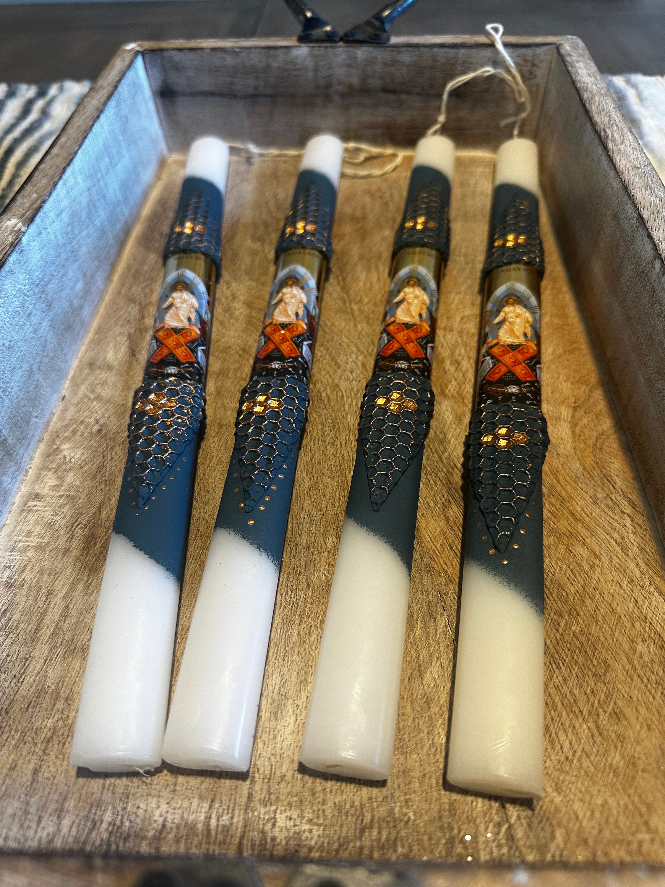 Greek Easter Candle Lampada With Icon Anastasis πασχαλινή λαμπάδα με ...