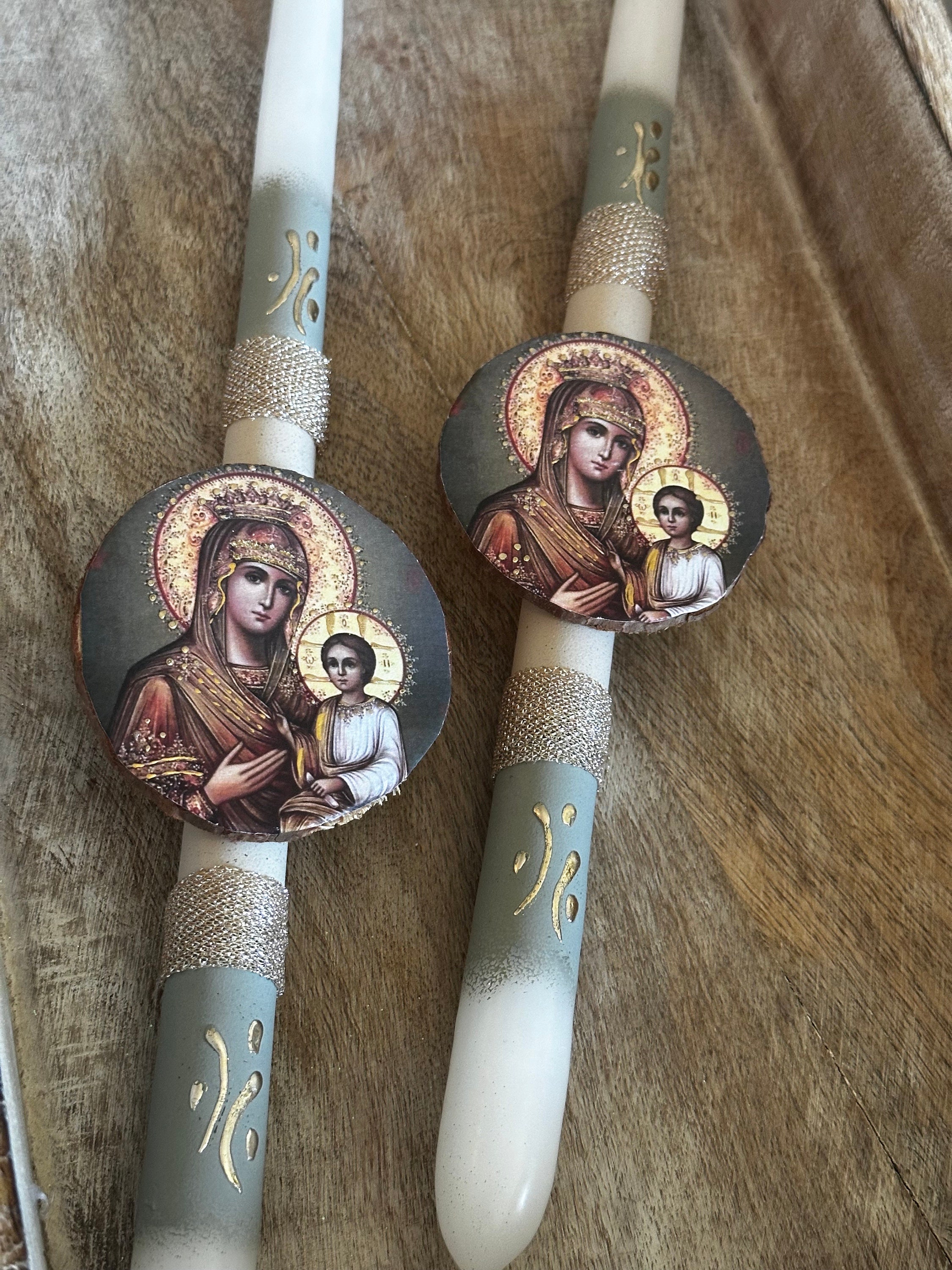 Greek Easter Candle Lampada With Icon Anastasis πασχαλινή λαμπάδα ...