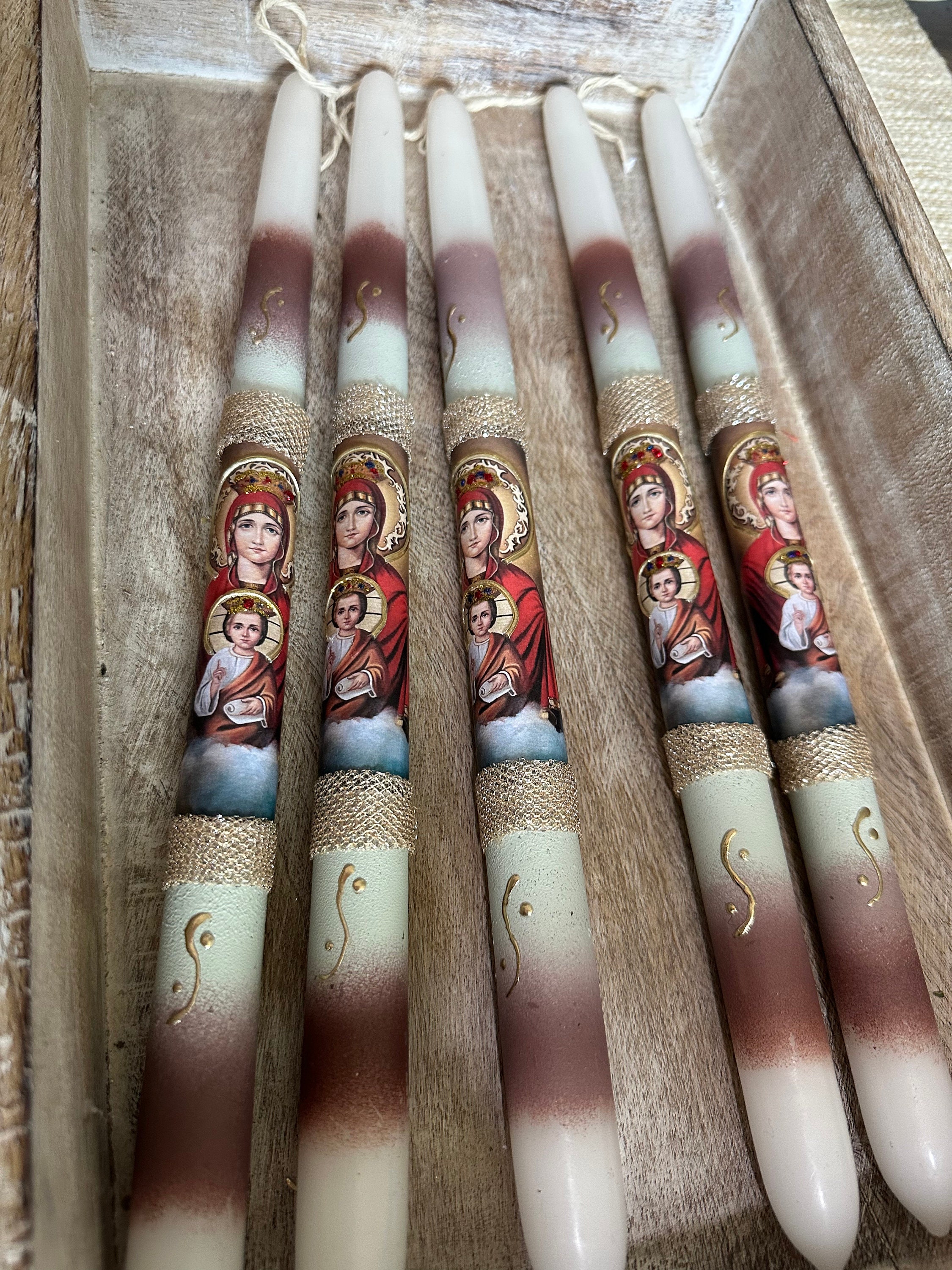 Greek Easter Lampada Candle With Icon Πασχαλινη λαμπάδα με εικόνα της ...