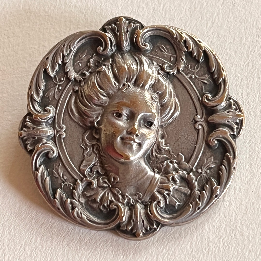 Antique Picture Button. Womens Head. Rococo. - Etsy