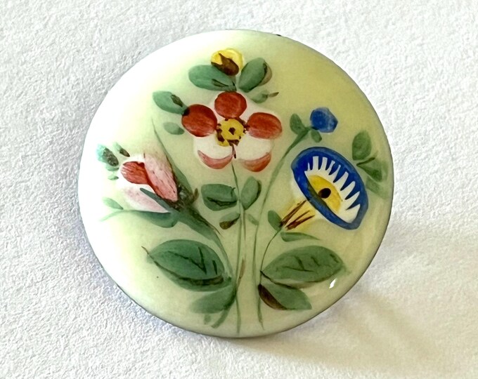 Antique Hand Painted Enamel Button. Bouquet of Flowers. - Etsy