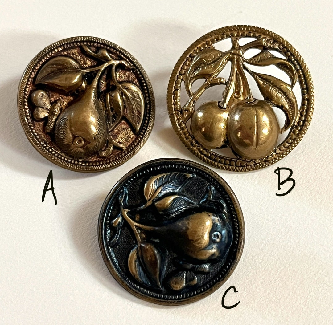 Antique Brass Fruit Buttons. Pears and Plums. Your Choice. - Etsy Australia