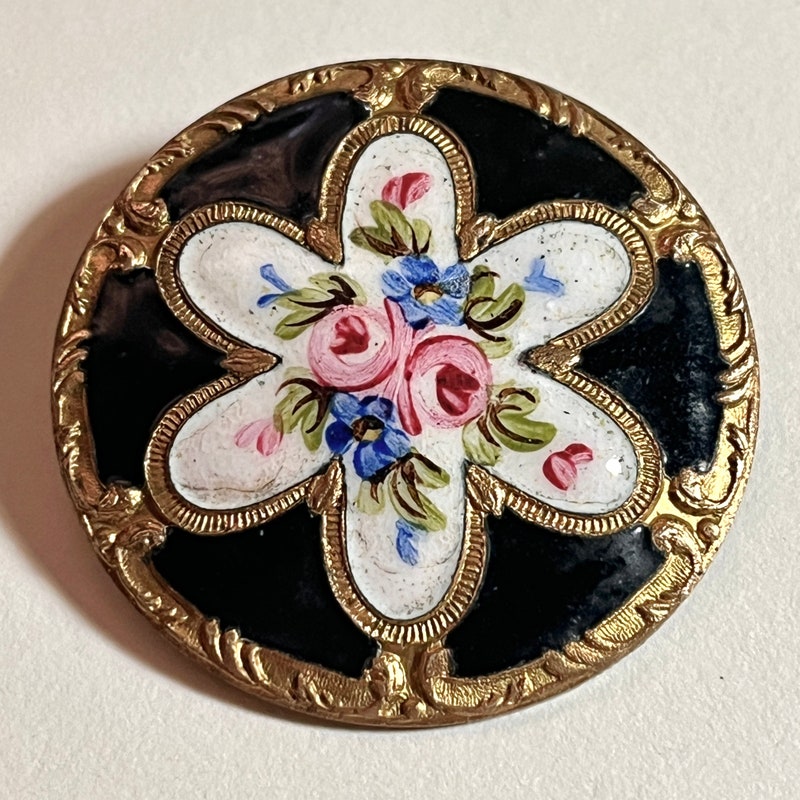 Antique Enamel Button - Etsy