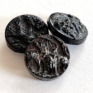 3 Antique Black Glass Buttons. Dogs. - Etsy