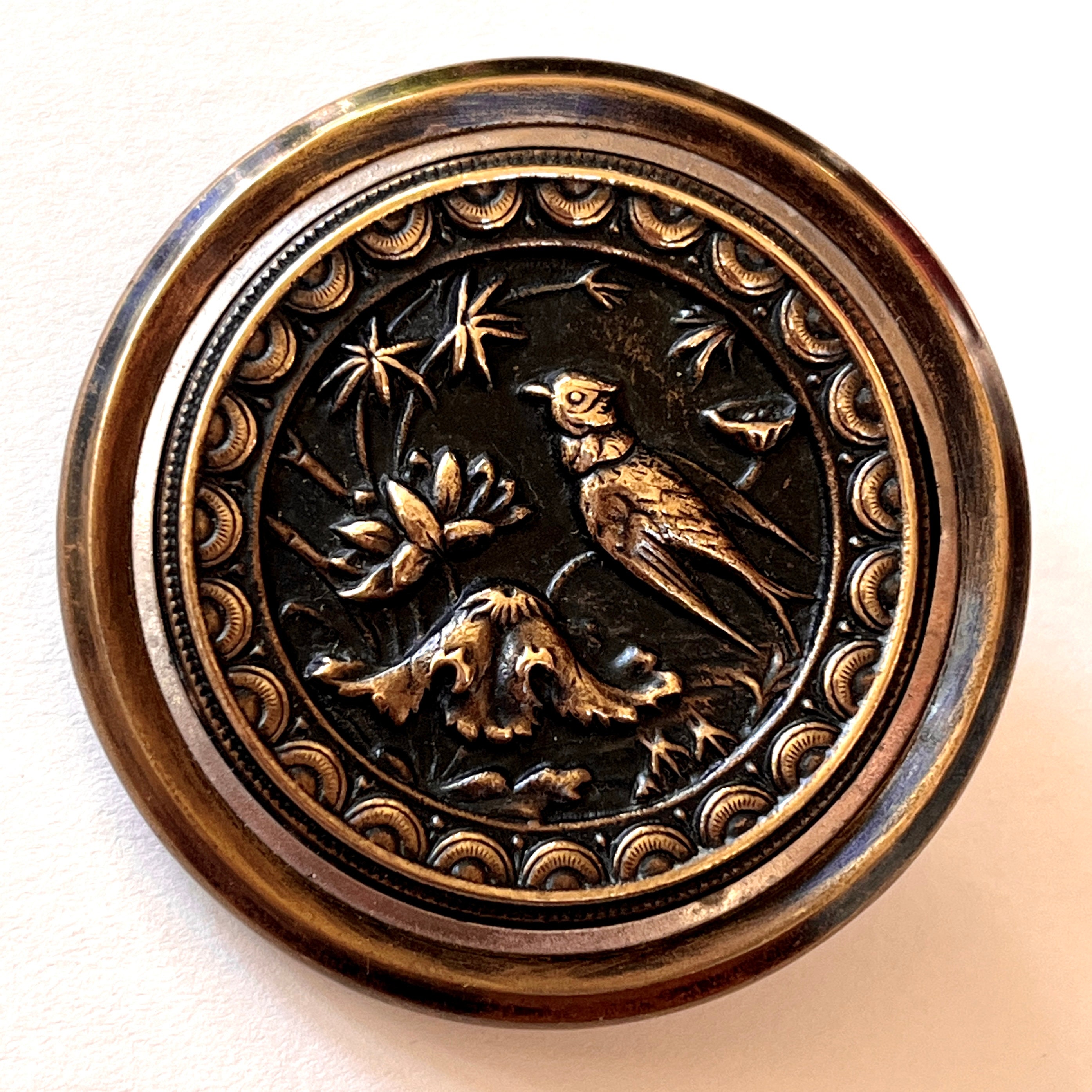 Antique Picture Bird Button. Extra Large Size. Water and - Etsy