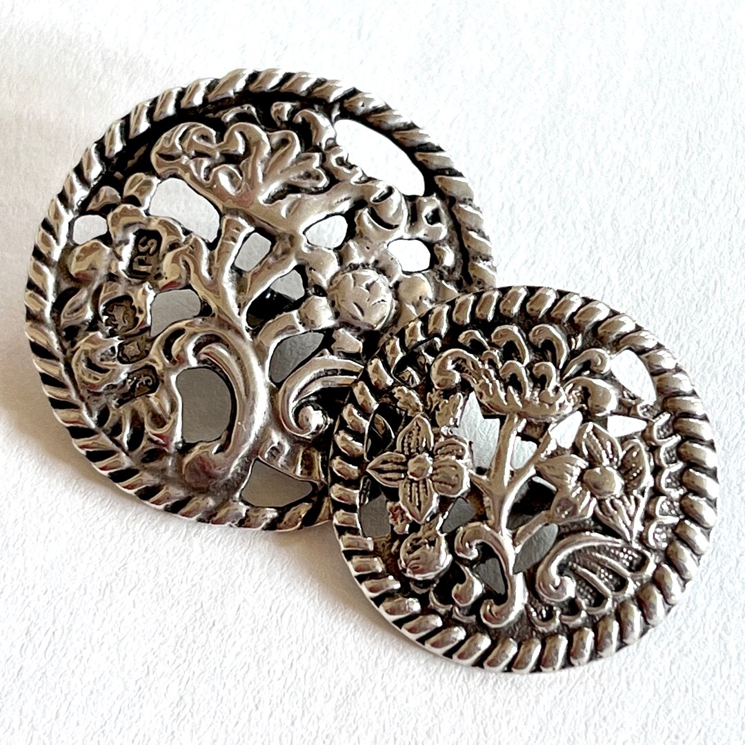 Mother/Daughter Antique Sterling Silver Buttons. Pretty Flowers. You ...