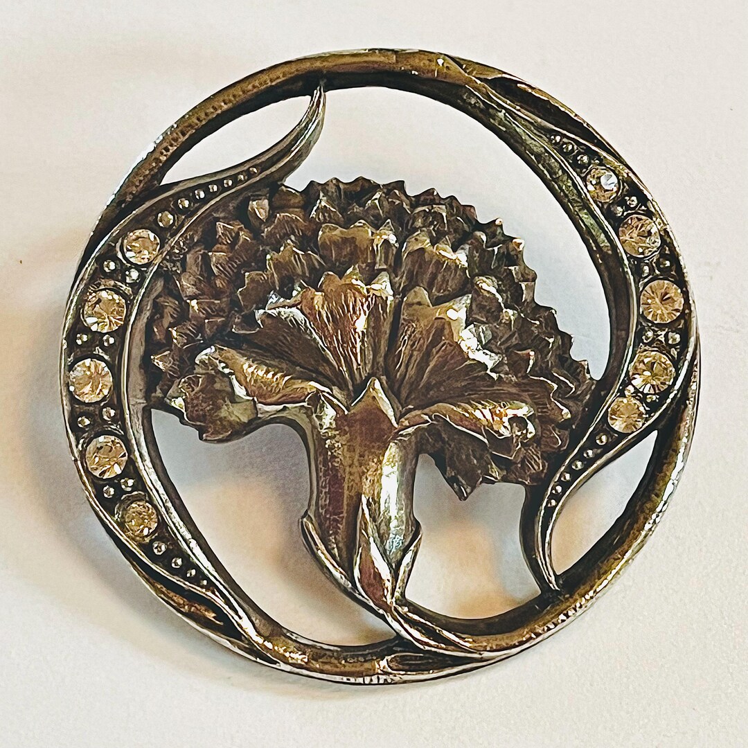 Art Nouveau Button. Carnation with Paste. - Etsy 日本