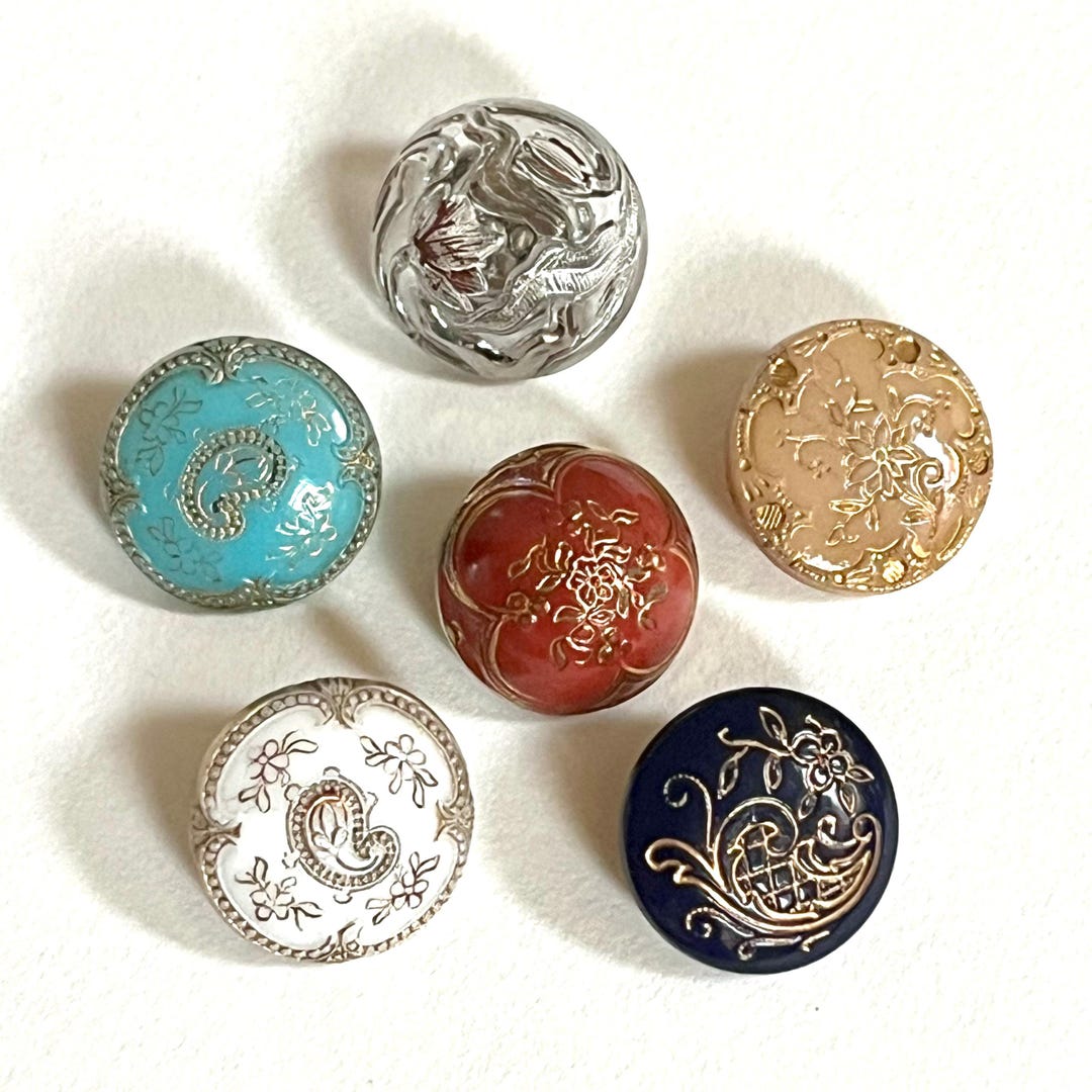 Bunch of 6 Small Victorian Glass Buttons. You Get the 6 Buttons for the ...