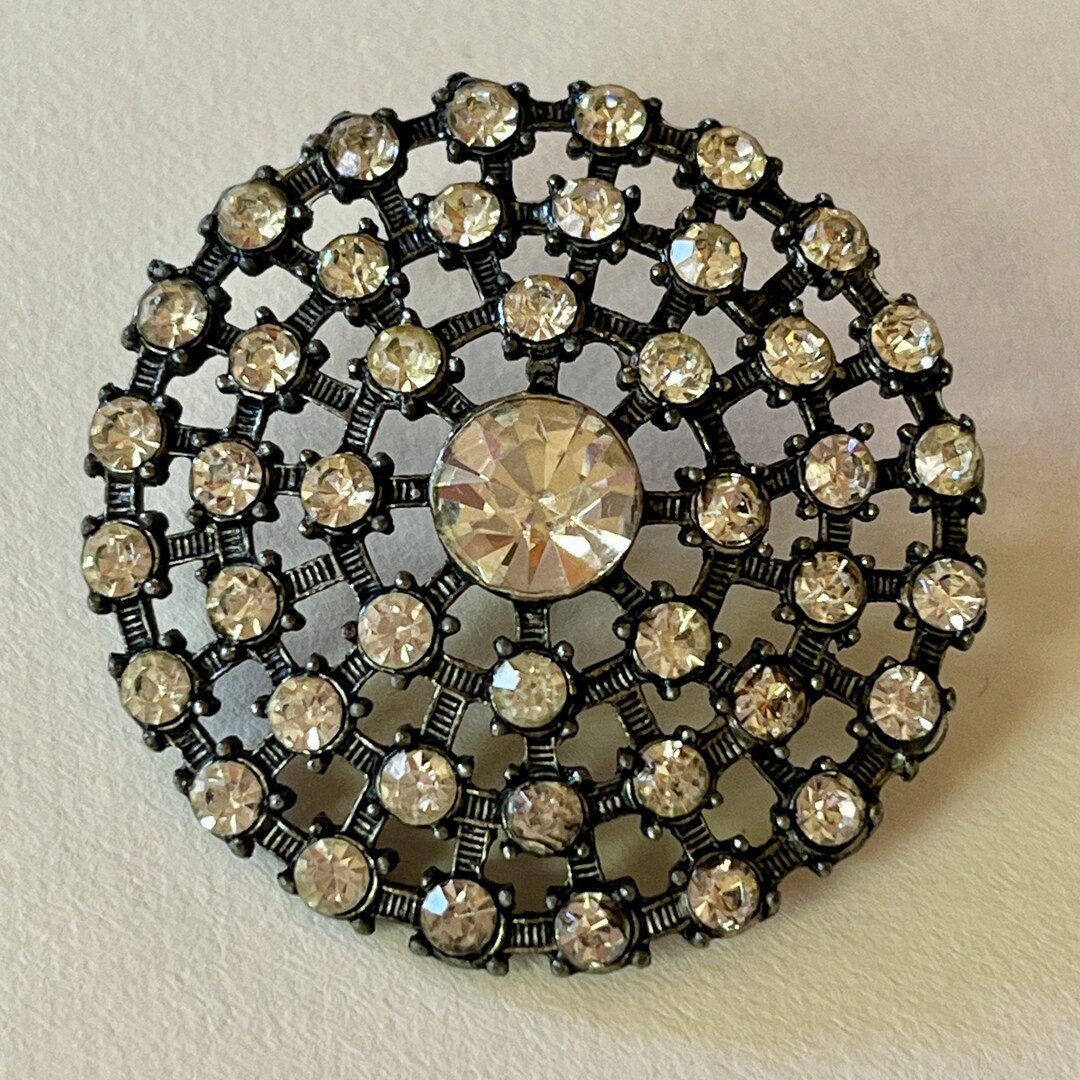 Sparkly Clear Glass Stones Set in Metal Button. - Etsy Australia