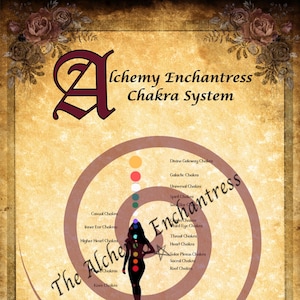 Alchemy Enchantress Chakra System Diagram - Grimoire Parchment, Book of Shadows Page, Witch ...