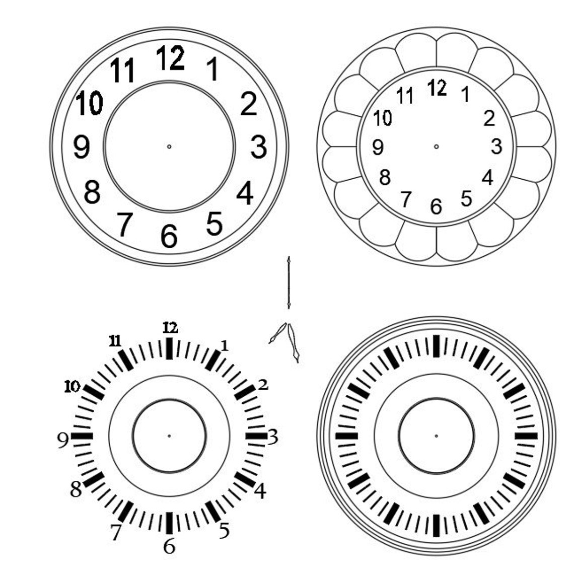 Clock Face Bundle Dxf,svg,dwg,pdf,clock Clipart,cricut Silhoutte,vector ...