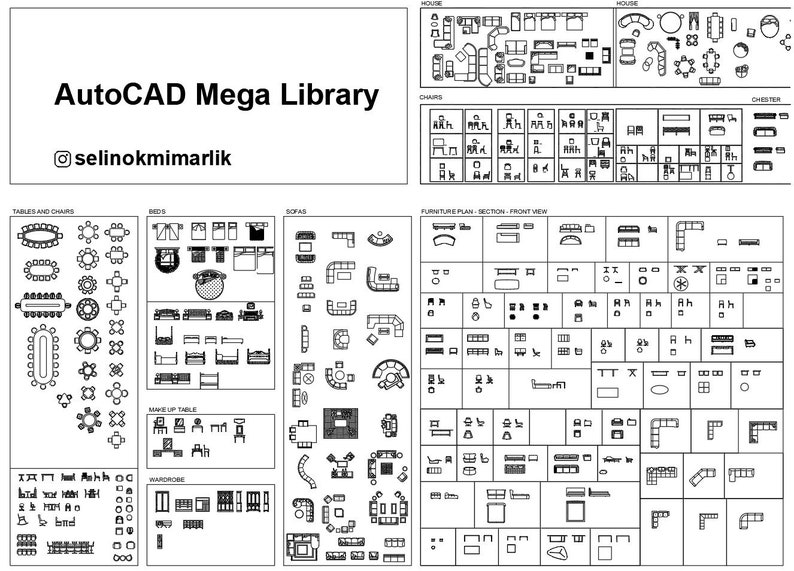 Autocad Huge Library Blocks Metric and Inch (imperial) Mega 2D Block ...