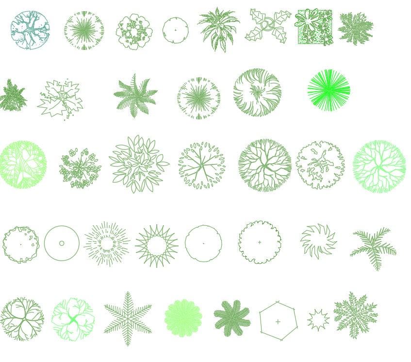 Color Tree Bundle Dwg and DXF Tree, Plant Blocks Templates for Designer ...