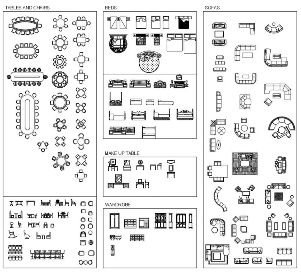Autocad Huge Library Blocks Metric and Inch (imperial) Mega 2D Block ...