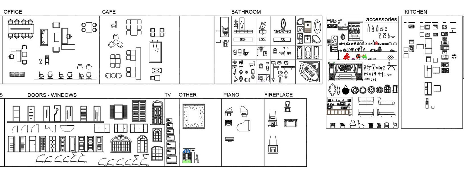Autocad Huge Library Blocks Metric and Inch (imperial) Mega 2D Block ...