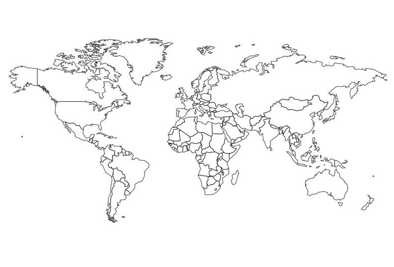 World Map Outline All Countries DXF Svg Vector Files for Cricut,dwg,dxf ...