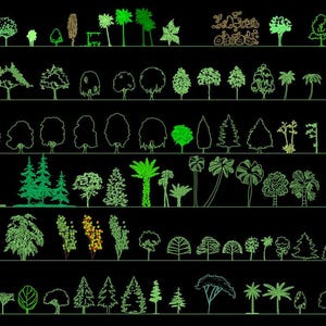 Color Tree Bundle Dwg and DXF Tree, Plant Blocks Templates for Designer ...