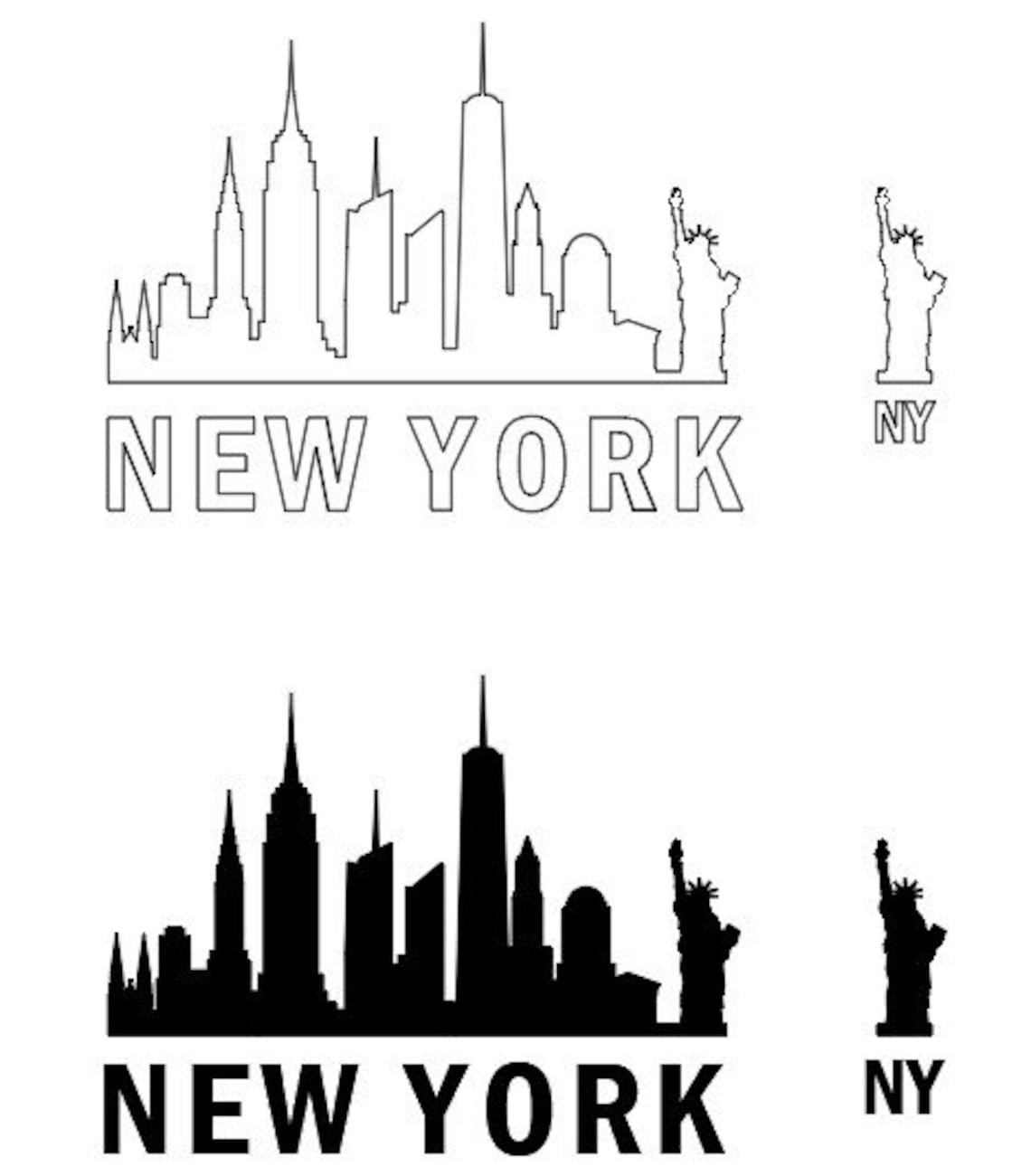 New York Skyline, NYC Skyline Clipart, New York City, Statue of Liberty ...