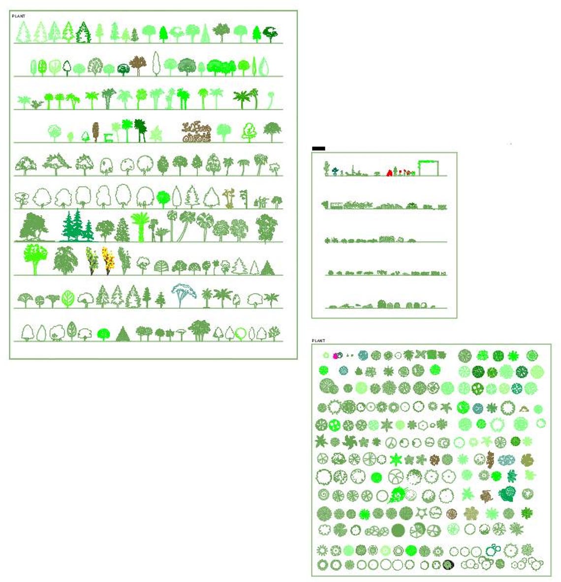 Color Tree Bundle Dwg and DXF Tree, Plant Blocks Templates for Designer ...