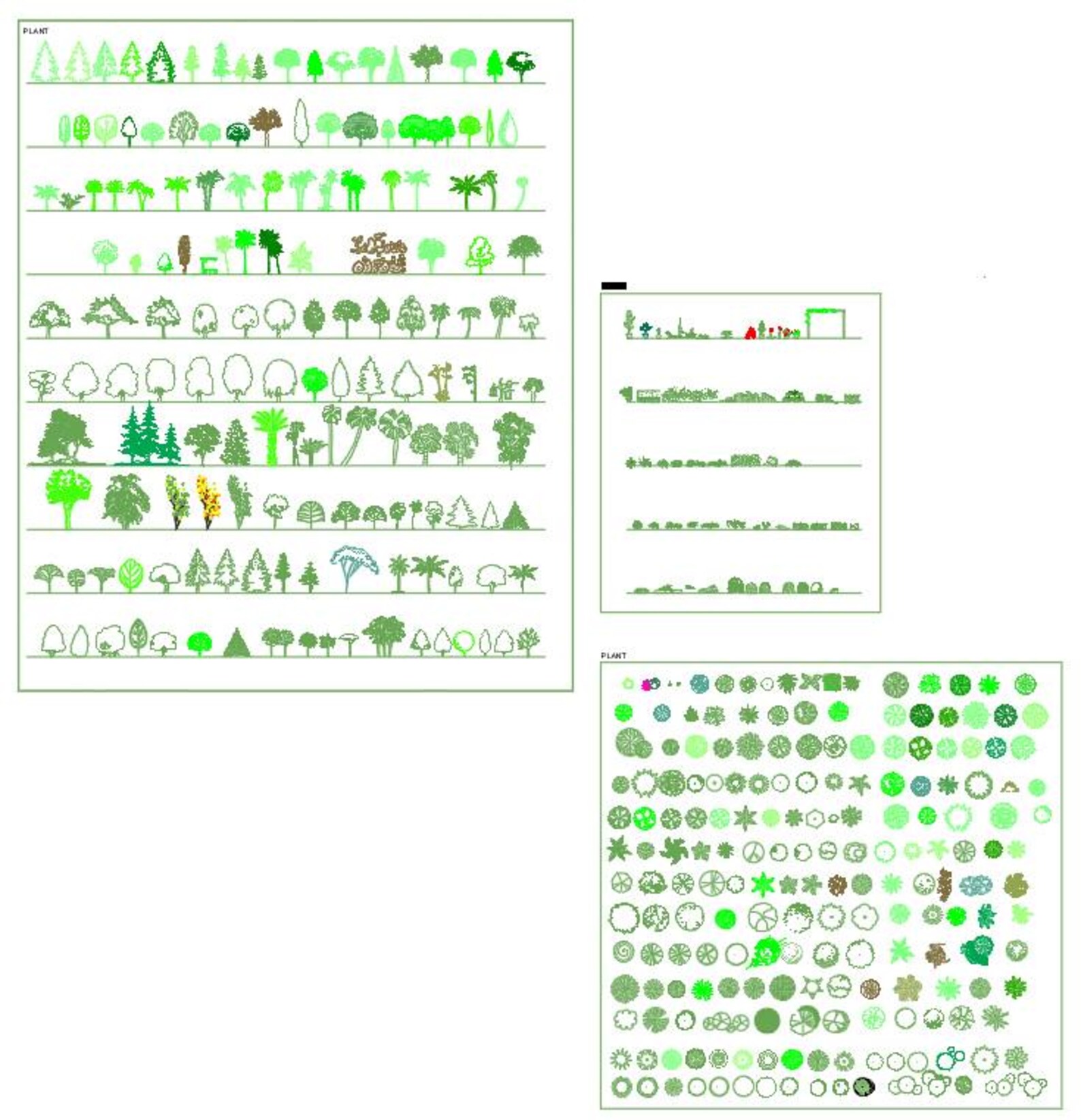 Color Tree Bundle Dwg and DXF Tree, Plant Blocks Templates for Designer ...