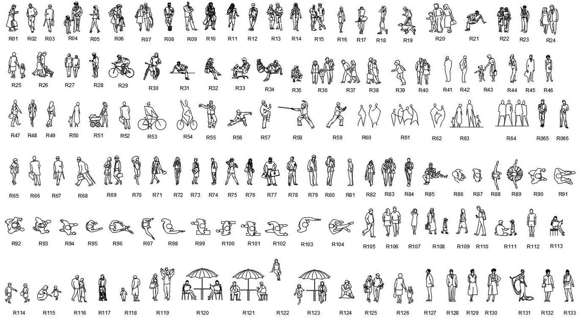 Human Vector Blocks Templates Drawings for Interior Designers ...