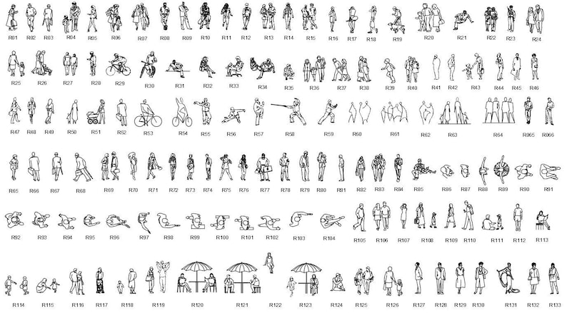 Human Vector Blocks Templates Drawings for Interior Designers ...