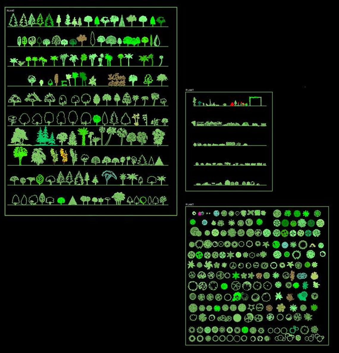 Color Tree Bundle Dwg and DXF Tree, Plant Blocks Templates for Designer ...