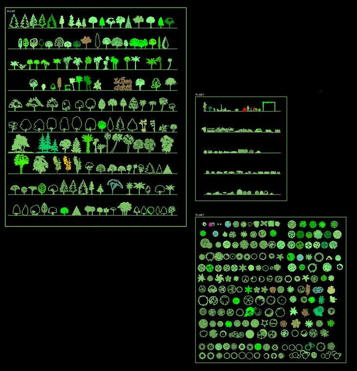 Color Tree Bundle Dwg and DXF Tree, Plant Blocks Templates for Designer ...