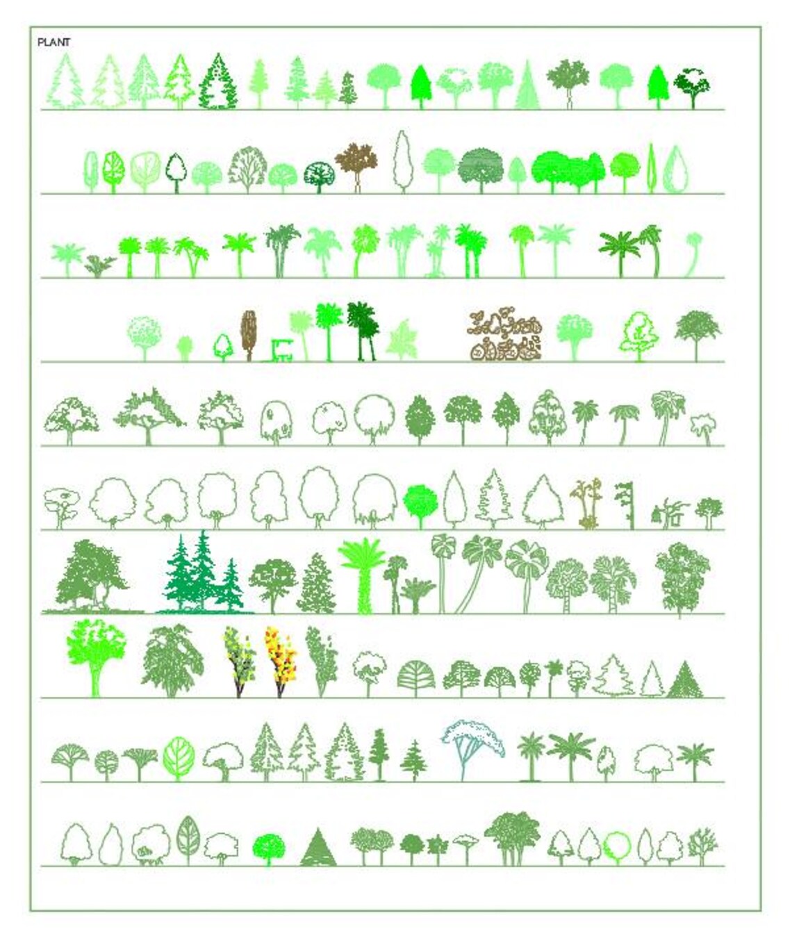 Color Tree Bundle Dwg and DXF Tree, Plant Blocks Templates for Designer ...
